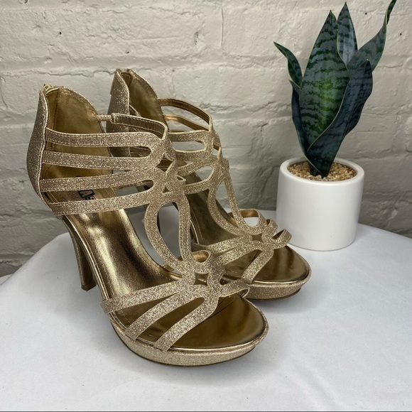 Brash | Shoes | Brash Jasmine Gold Glitter Heels Size 75 | Poshmark